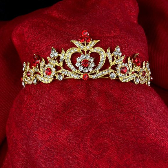 Unbranded | Accessories | Gold Tone Red Rhinestone Baroque Princess ...